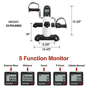 Under Desk Bike Pedal Exerciser Portable Home Exercise Bike Pedal Exerciser Foot Peddler Portable Therapy Bicycle Leg Peddler Portable Mini Cycle Bike for Hands Arm Trainer