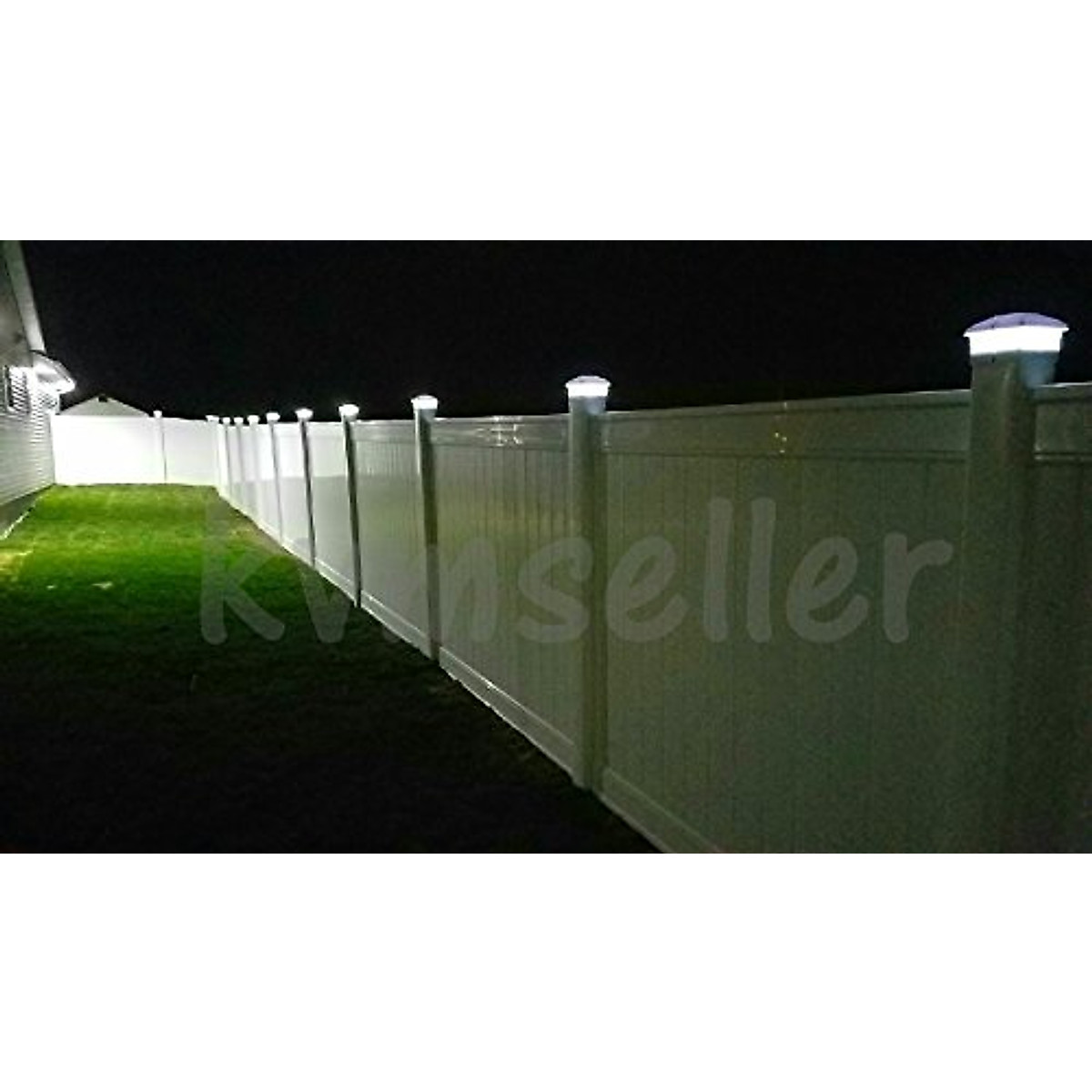 Square Solar LED Light Post Deck Cap 4x4 PVC Fence Style Outdoor Garden Light Landscape Lamp Lawn Vinyl Wood (Black - 2 Pack)