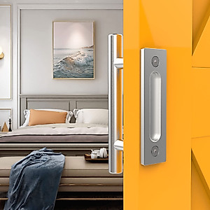 QINAIXQM 12''/30CM Sliding Barn Door Handle Double Sided Pull and Flush Barn Door Embedded Invisible Stainless Steel