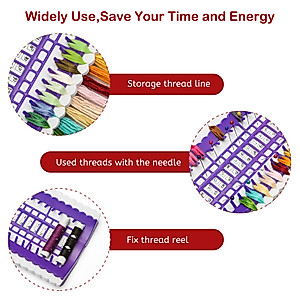 50 Positions Floss Organizer Embroidery Shelf, Luxiv Thread Organizers for Cross Stitch Embroidery Thread Holder with 15Pcs Replaceable Paper Card Sewing Needle, Embroidery Floss Organizer