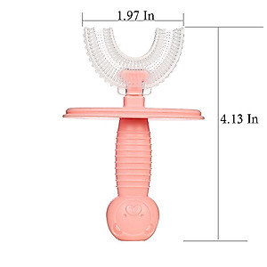 newrichbee 3 Pack U Shaped Toothbrush Kids,Food Grade Silicone Head, Kids Toothbrush for Age 2-6 Years Old(Pink&Blue&Green)