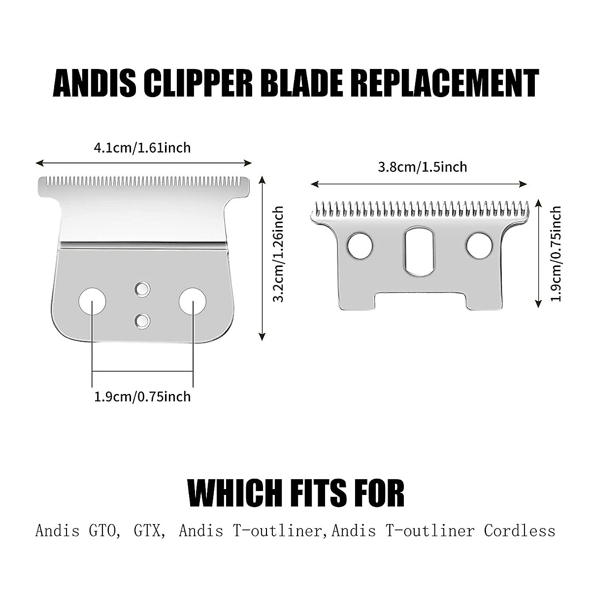 T Outliners Replacement Blades Compatible with Andis T Outliners Trimmer, Gtx Trimmer, T Outliners Replacement Blade (sliver steel T blade + sliver steel blade),3 PACK