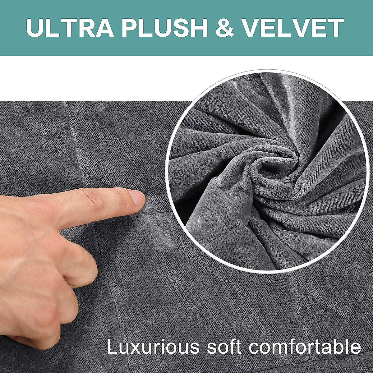 Turquoize Recliner Couch Cover Velvet Loveseat Recliner Cover Recliner Couch Covers for 2 Cushion Couch Recliner Cover Slip Resistant Recliner Protector with Straps Seat Width Up to 54" (54",Gray)