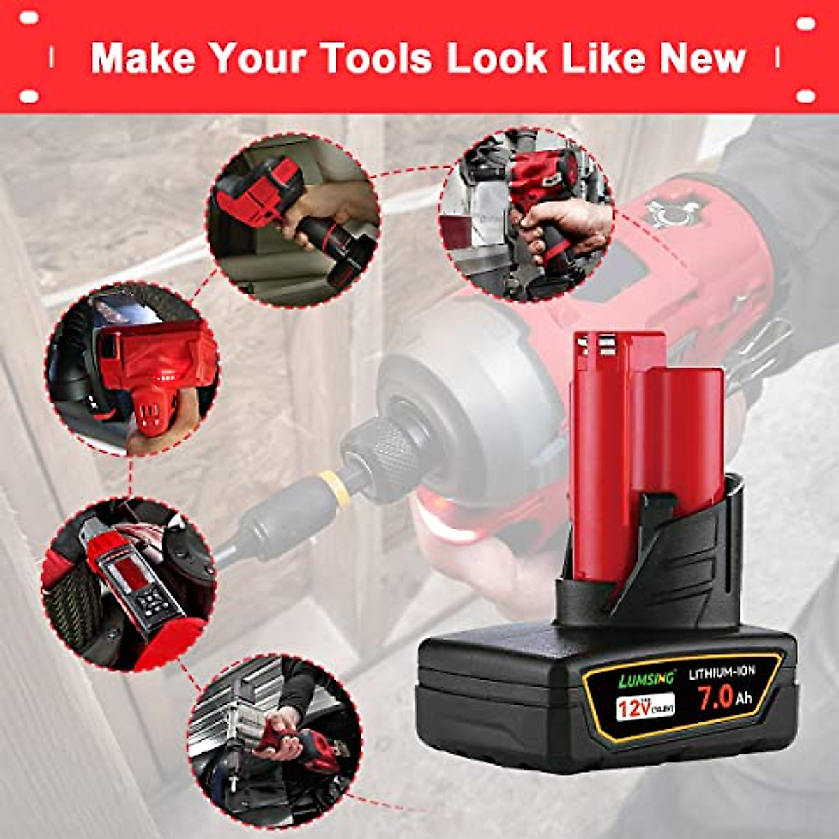 [Upgraded 7000mAh] 2Pack 48-11-2412 Replacement for Milwaukee M-12 Battery Lithium 48-11-2411 48-11-2420 48-11-2401 48-11-2402 48-11-2440