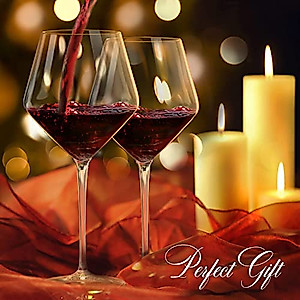 AOOE Red Wine Glasses Set of 4, Crystal Hand Blown Burgundy Glasses-Ultra-thin,18 OZ, Light for Wine Tasting, Perfect Gifts for Valentine's Day, Anniversary, Birthday