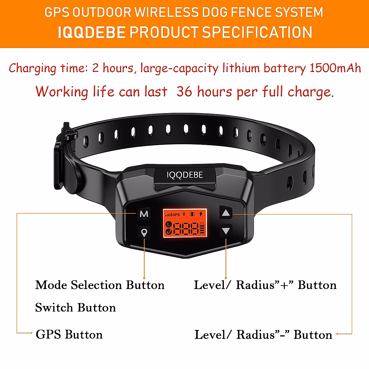 IQQDEBE 2023 Upgraded GPS Wireless Dog Fence System,1500mAH Large-Capacity Battery Wireless Fence,IPX7 Waterproof Dog Fence Collar,33~999 Yard Pet Dog Trainer Fence System for Dogs in Large Yards