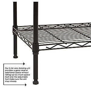 5-Wire Shelving Unit Steel Large Metal Shelf Organizer Garage Storage Shelves Heavy Duty NSF Commercial Grade Utility Storage Metal Layer Rack for Garage Kitchen Office 14"D x 24"W x 60"H,Black
