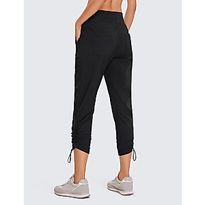 CRZ YOGA Womens Casual 7/8 Pants 25" - Lightweight Workout Outdoor Athletic Track Travel Lounge Joggers Pockets Black Medium