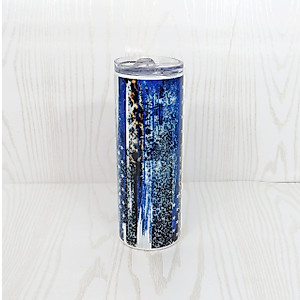 20 oz Back the Blue Stainless Steel Skinny Tumbler - Police Officer Wife Gift Includes Straw and Lid – Holiday Gift Secret Santa - Birthday Mom Gift