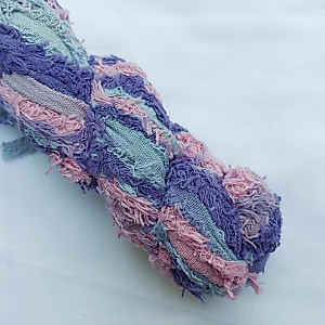 Recycled Cotton Frizz Ribbon,Weaving,Crochet, Cotton Yarn, Cotton Ribbon,Raw Edge Ribbon,Wrapping 100 Gram Hank Blue Pink Mix Color(1 Hank) (Blue Pink)