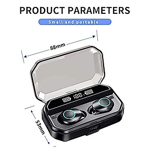 UScarmen Wireless Earbuds Bluetooth Headphones HiFi Sound Quality and Charging Case Digital Intelligence LED Display Earphones Built-in Mic Headset Deep Bass for Sport (Black)