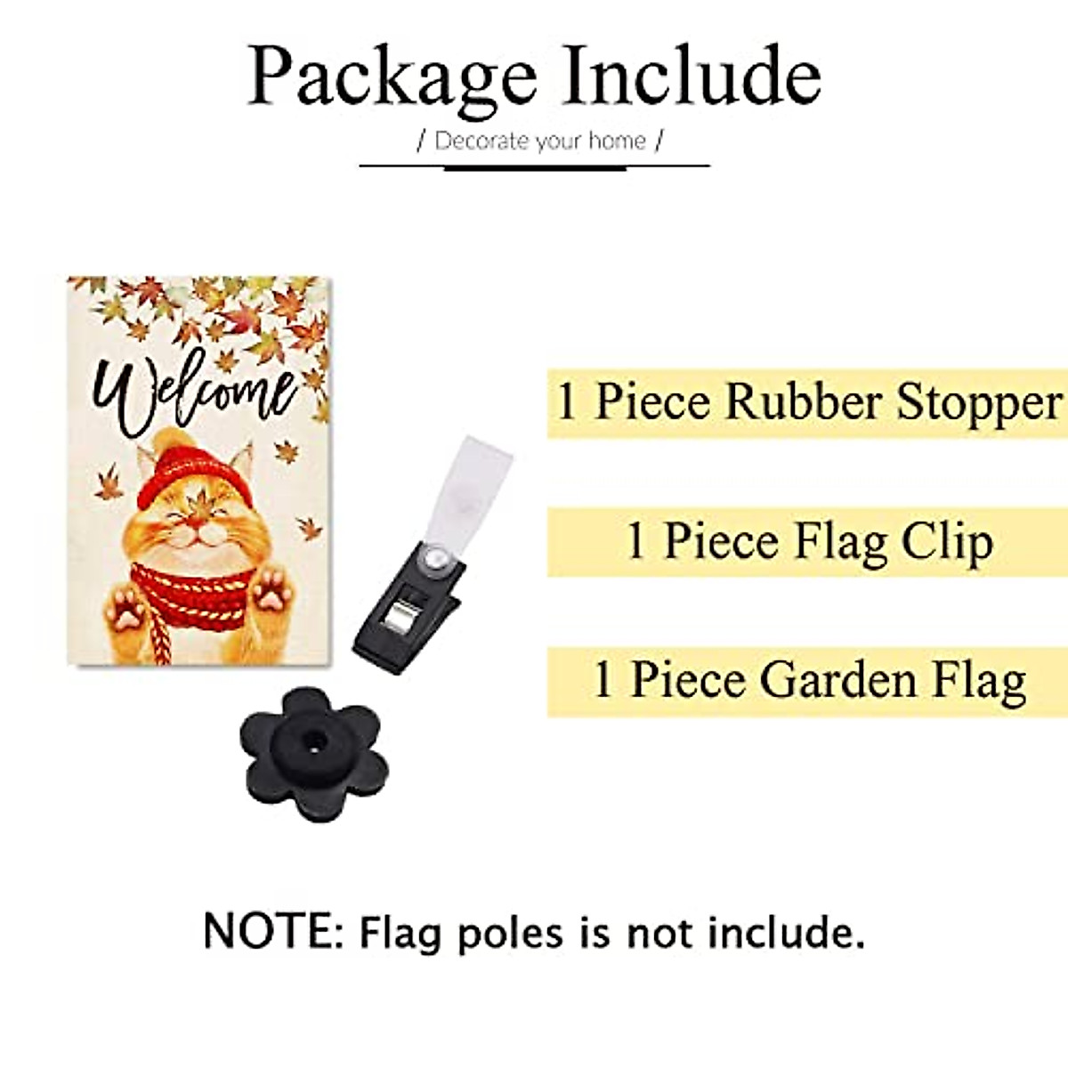 ORTIGIA Welcome Fall Cat Garden Flag Blurap Vertical Double Sided 12x18inch Autumn Maple Leaf Garden Flag for Outside Fall Thanksgiving Farmhouse Seasonal Holiday Yard Décor