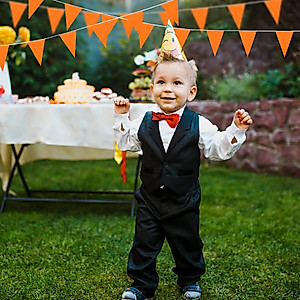 Preboun 400 ft Solid Pennant Banners Flags 240 Pcs String Hanging DIY Triangle Bunting Bulk Garland for Grand Opening Carnival Birthday Party Decoration Festival Celebration Outdoor (Orange)