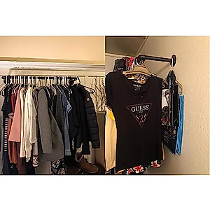 MY RUSTIC Industrial Pipe Clothing Rack, Rustic Pipe Hanging Rod for Closet Storage, Wall Mounted Multi Purpose Hanging Rod (Black, 38 Inch) (2P)