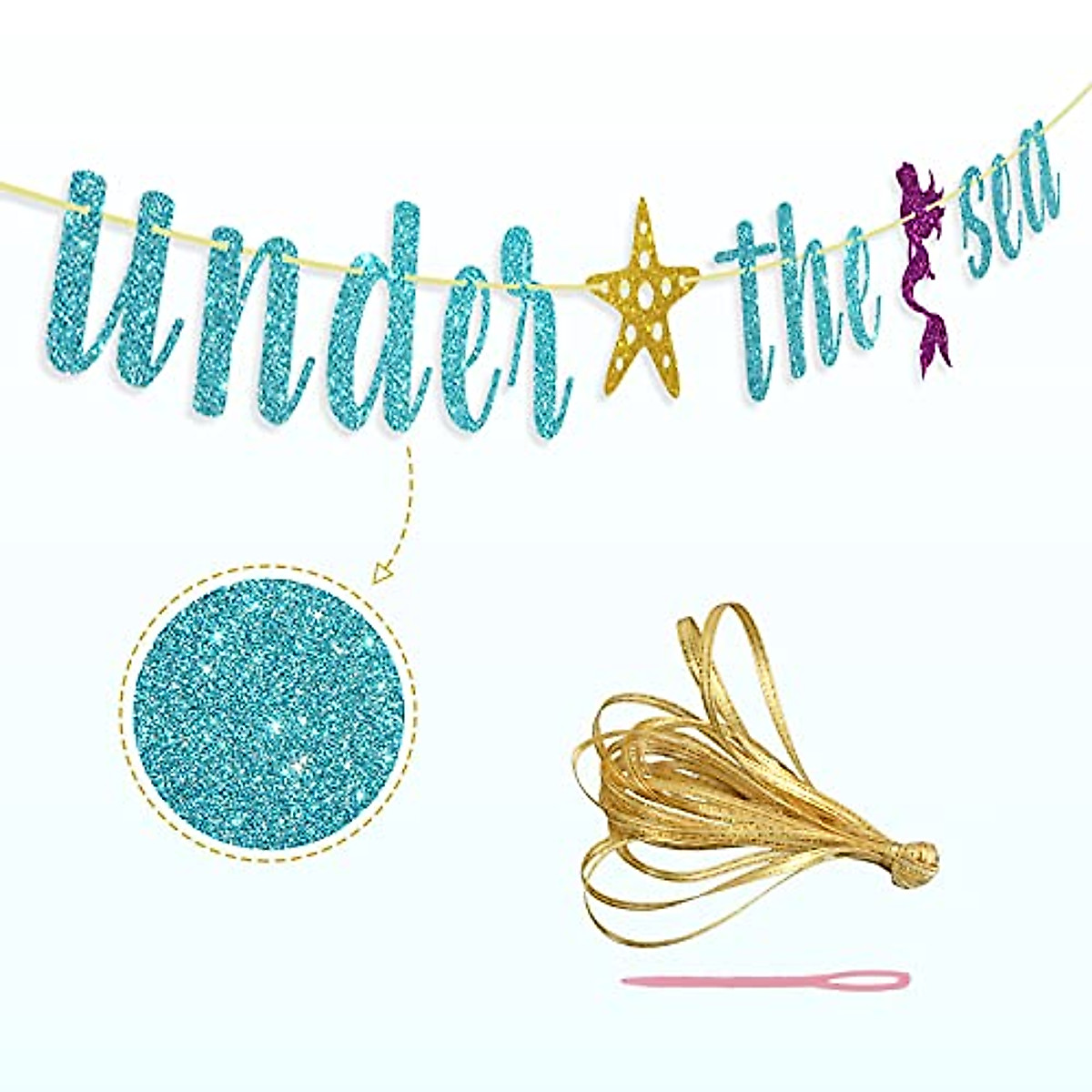 Under the Sea Banner - Mermaid Party Decorations, Kids Mermaid Themed Birthday Party Decorations, Mermaid Backdrops Photo Booth Props