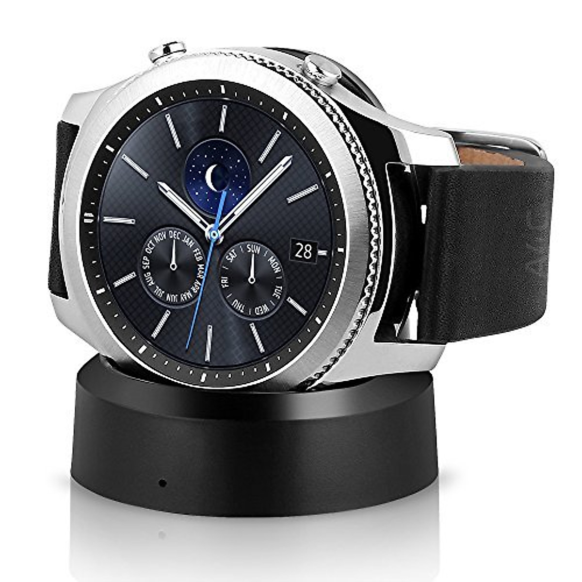 Samsung Gear S3 Classic SM-R770 Smartwatch - Black Leather w/ Large Band (Renewed)