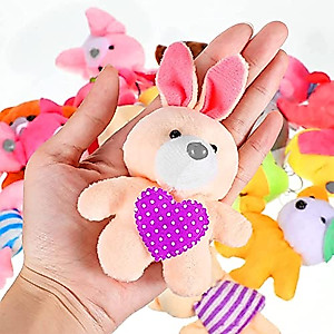 Skylety 50 Pieces Mini Stuffed Animals Safari Plush Animal Toys Cute Tiny Plush Keychain Animals Decoration for Christmas Tree Stocking Stuffing Xmas Party Favors (Cartoon Animals)