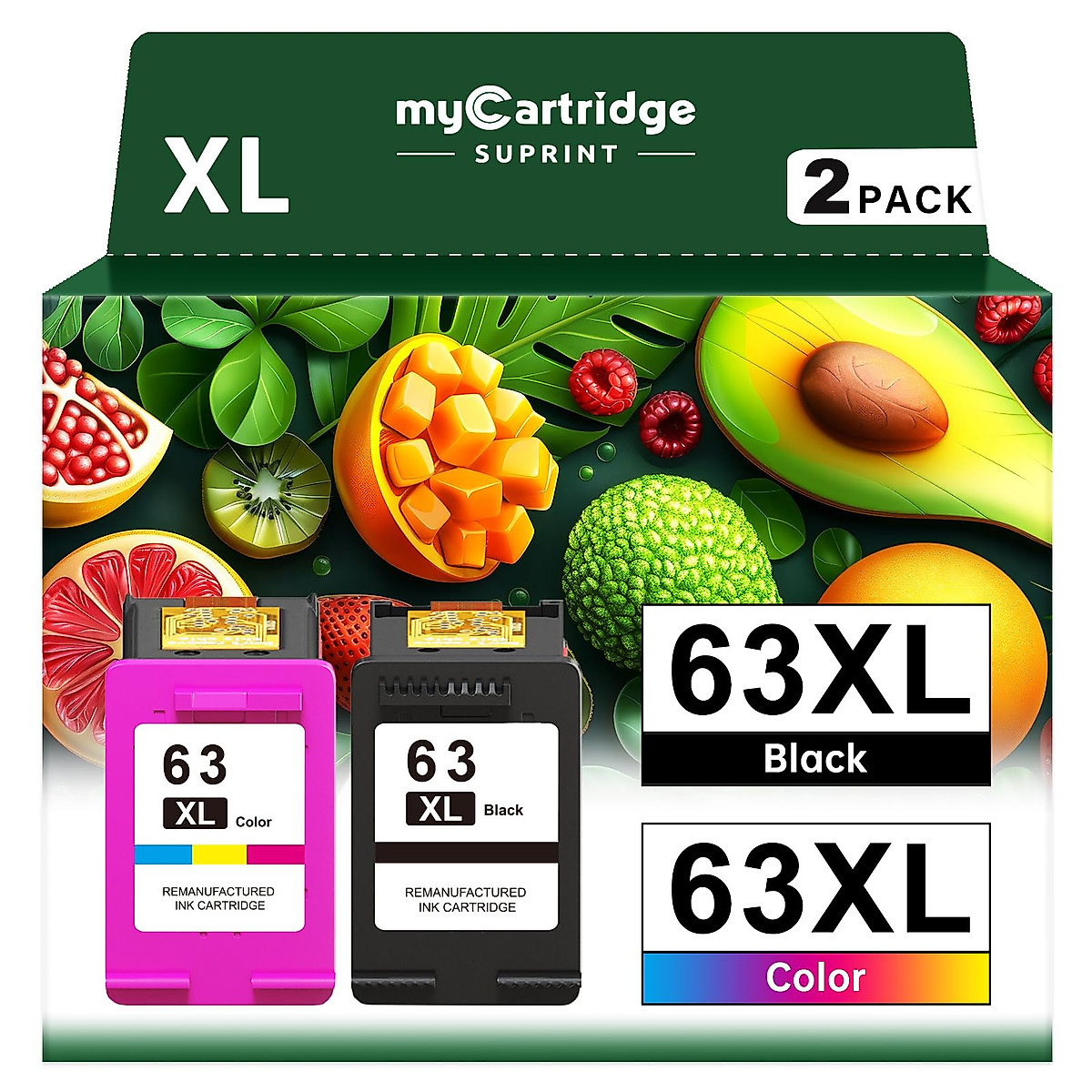 63XL Ink Cartridges Black Color Combo Pack Remanufactured Ink Cartridge Replacement for HP 63 XL for OfficeJet 4650 3830 5258 5255 4652 Envy 4520 4512 Printer 63XL HP63 HP63XL