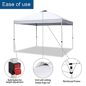 VINGLI 10x10 Pop Up Canopy Tent with Carry Bag and Sandbags, Outdoor Gazebo Canopy Tent 10x10 Party Tent Commercial Canopy (White)