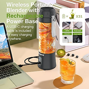 Nuwave Portable Blender for Smoothies and Shakes, 2025 New & Improved, 16 OZ On-The-Go Small Juice Blender with 6 Blades, Rechargeable Mini Blender, BPA-Free, Leak-Proof Lid, for Gym, Kitchen, Office