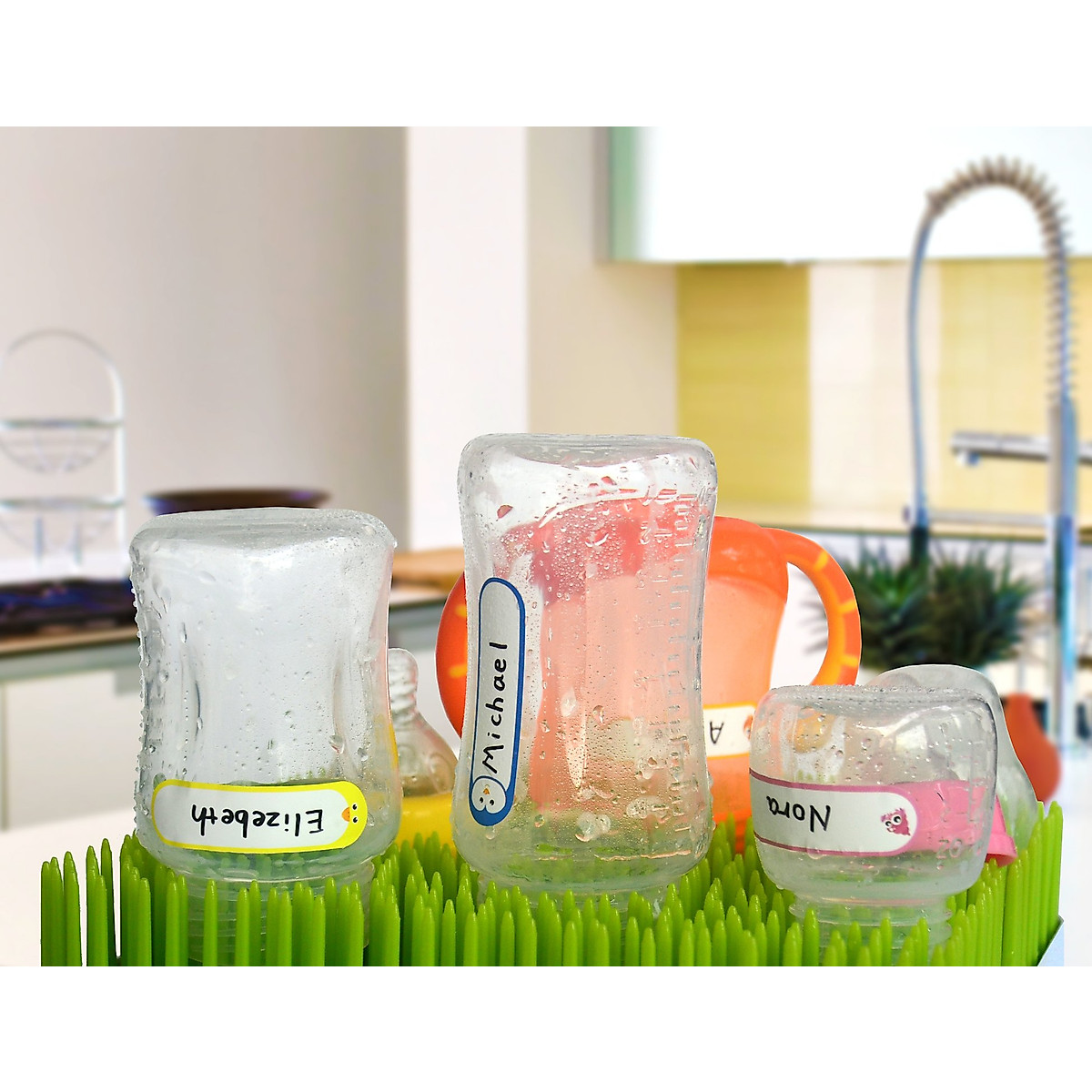 Baby Bottle Labels for Daycare, Self-Laminating, Waterproof Write-On Name Labels, Assorted Sizes & Colors, Pack of 64