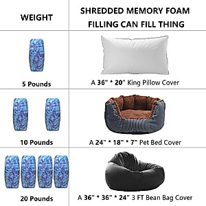 YTAYPP 20 LBS Shredded Memory Foam Fill, Comfortable and Soft Bean Bag Stuffing without Gel, Fluffy Bean Bag Filler for Beanbag, Dog Bed, Various Pillows, Couch Cushion, Stuffed Animal