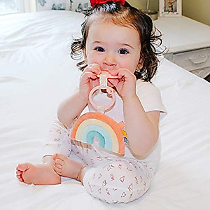 Itzy Ritzy Itzy Pal Infant Toy & Teether; Includes Lovey, Crinkle Sound, Textured Ribbons & Silicone Teether, Rainbow