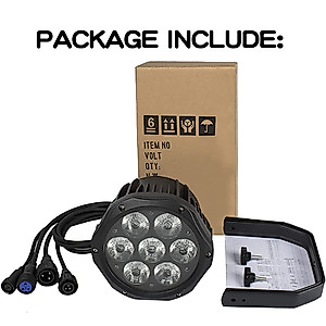 SHEHDS Par Lights IP65 Waterproof Outdoor LED 7x18W RGBWAP Lighting Stage Wash Lights DMX512 Sound Activated Fanless Muted Outside DJ Lights Party Lights