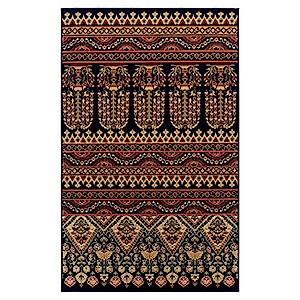 SUPERIOR Contemporary Eclectic Geometric Abstract Floral Power-Loomed Indoor Area Rug, 4' x 6', Black