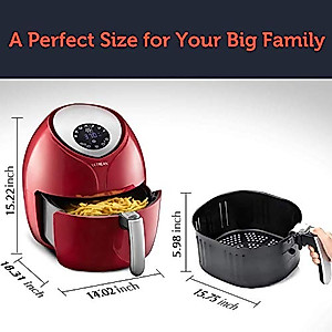 Ultrean Large Air Fryer 8.5 Quart, Electric Hot Airfryer XL Oven Oilless Cooker with 7 Presets, LCD Digital Touch Screen and Nonstick Detachable Basket, UL Certified, Cook Book, 1700W (Red)