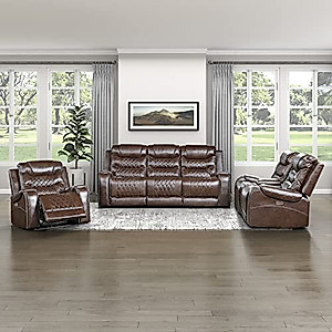 Lexicon Derringer Wall Hugger Power Double Reclining Loveseat, Brown