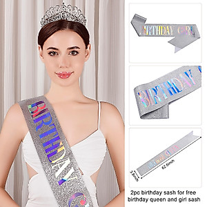 Tiara for Women, Crown and Tiara for Girl Princess, Bride Wedding Happy Birthday Halloween Cosplay Hair Accessories Decorations (Silver Style B)