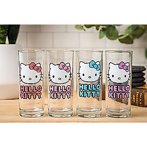 Silver Buffalo Sanrio Hello Kitty 4pc Tumbler Glass Set, 10 Ounces