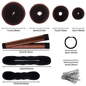 PARFINER Hair Bun Maker Magic French Twist Hairstyle Clip Snap Bun Makers Hair Elastic Bands Pins With Comb Hair Styling Accessories … (Brown)