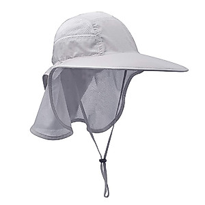 lenikis Unisex Outdoor Activities UV Protecting Sun Hats with Neck Flap Grey