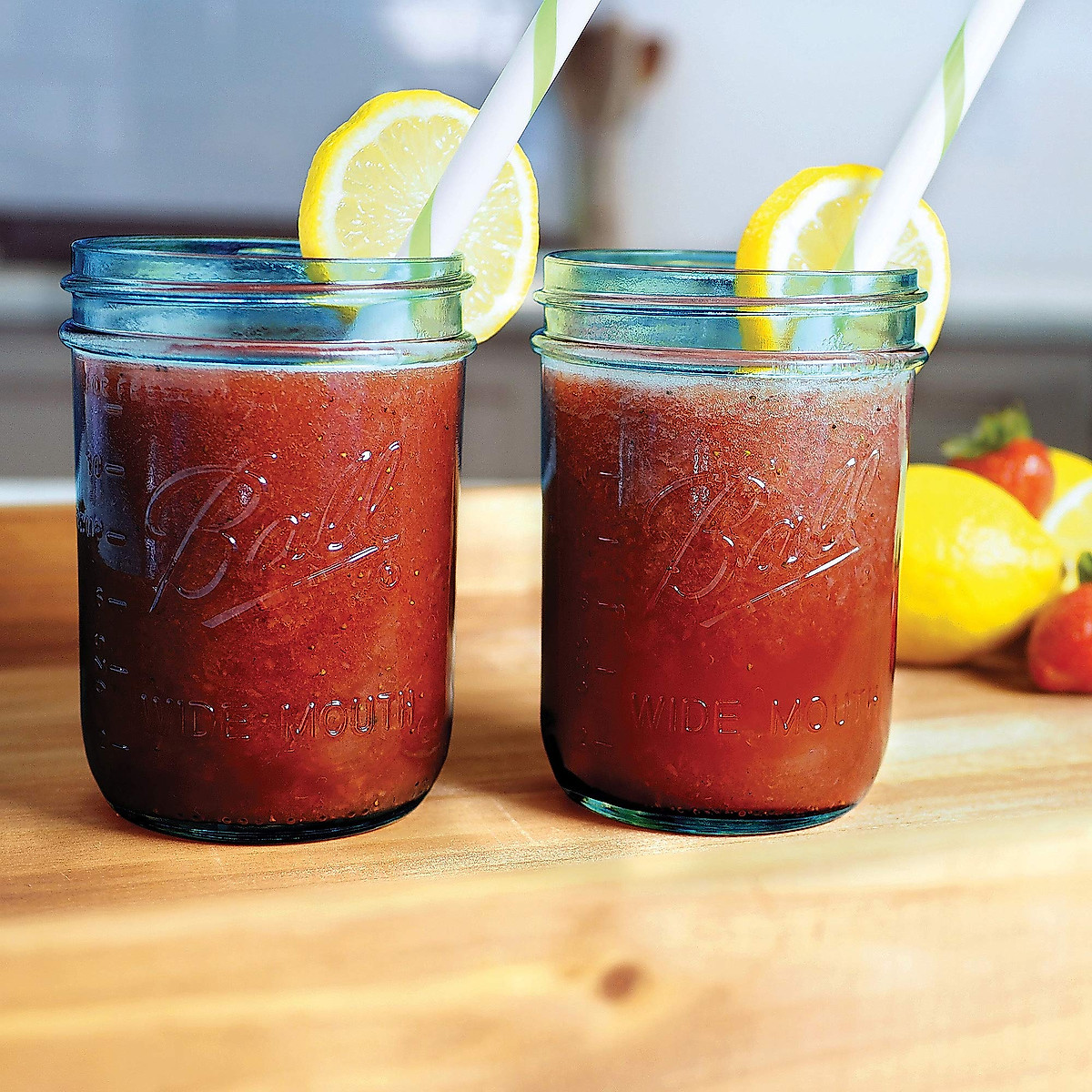 Ball Regular Mouth Elite Collection Half Pint Mason Jars with Lids and Bands, 8-Ounces, Blue (4-Pack)