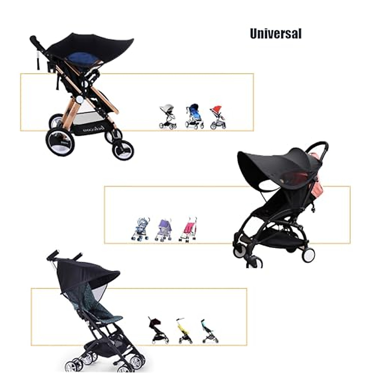 Baby Stroller Sun Shade Cover Universal Stroller Canopy Awning UV Protection Sun Cover for Car Seat Pram Pushchair Sun Shade Baby Buggy Sun Shield Foldable Removable