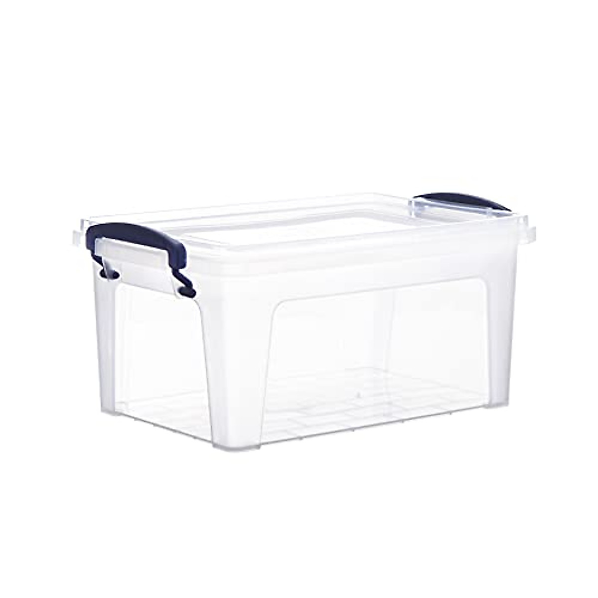 Superio Clear Storage Bins with Lid Stackable Plastic Deep Storage Latch Box with Snap Lock Closure (3 Quart)