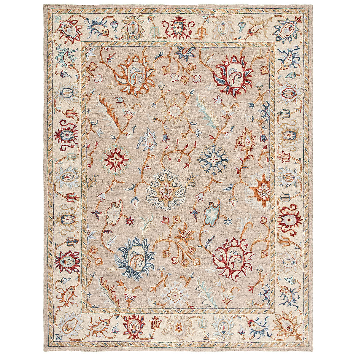 SAFAVIEH Heritage Collection Area Rug - 9' x 12', Brown & Beige, Handmade Traditional Oriental Wool, Ideal for High Traffic Areas in Living Room, Bedroom (HG825A)