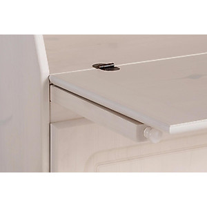 REALROOMS Chester Solid Wood Storage Desk with Bottom Closed Storage Cabinet, White and Honey