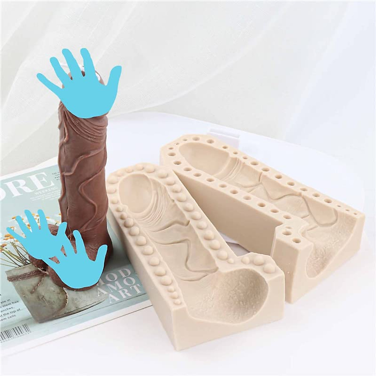 TOPYS Human Organ Body Silicone Resin Mold, Penis Candle Mold, Funny Arts Crafts Shape Figure 3D Mould, Naked Clay Soap Mould for Resin Plaster (S)