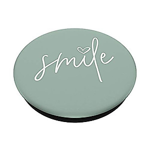 Smile Positive Inspirational Quote - Pastel Sage Green PopSockets PopGrip: Swappable Grip for Phones & Tablets