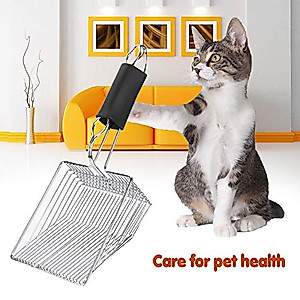 Ownpets Non-Stick Cat Litter Scoop with Foam Handle, Durable Coated Metal Litter Scooper with Deep Shovel, Carabiner & Comfy Foam Grip for Fast Sifting & Instant Cleaning
