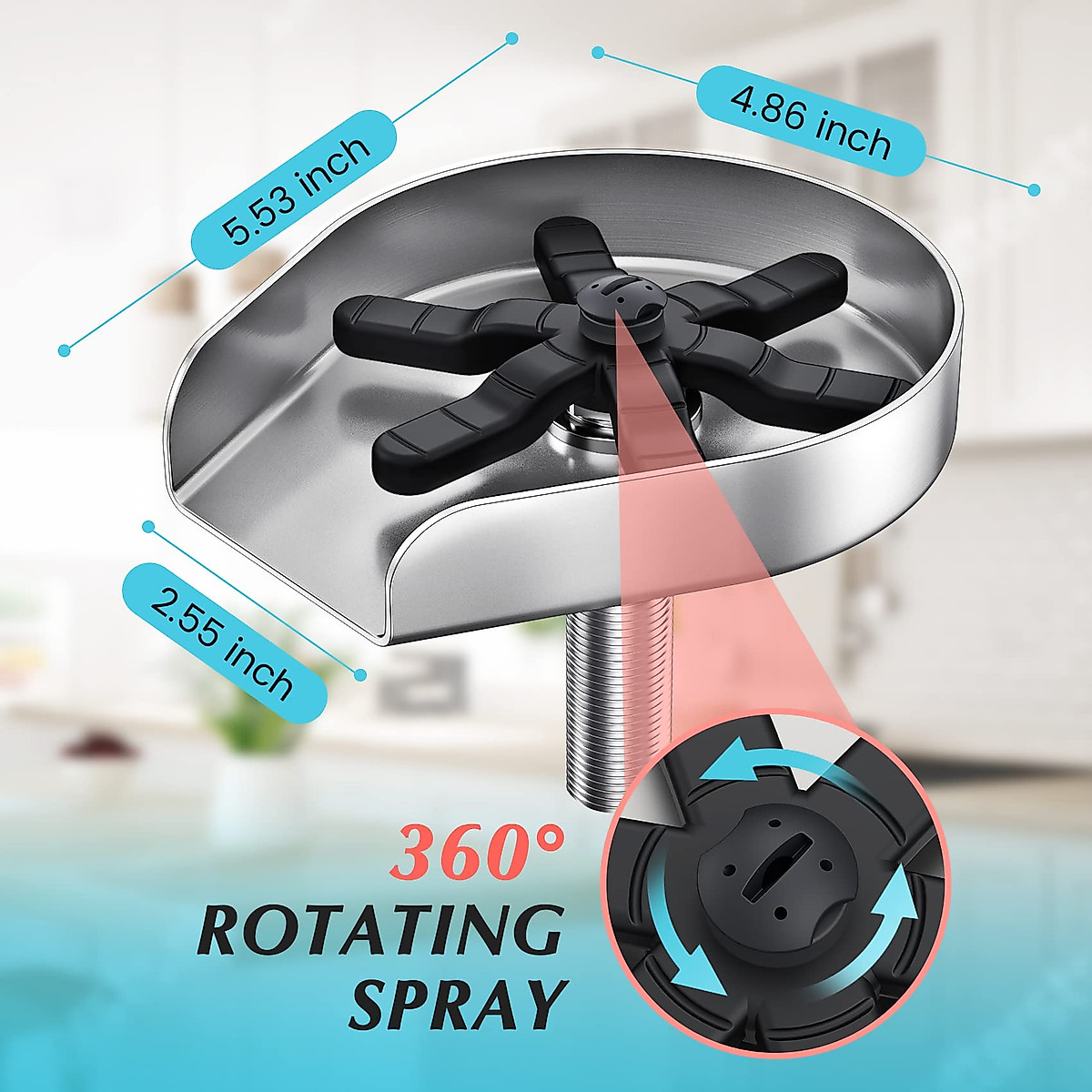 Glass Rinser for Kitchen Sink, Cup Washer for Sink, Bottle Washer, 304 Stainless Steel Cup Rinser for Sink, Glass Washer for Kitchen Sink, Glass Cleaner for Sink - Brush Nickel by Washsh…