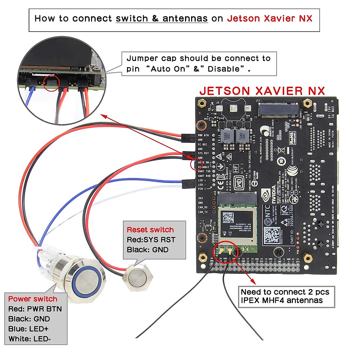 Geekworm N100 Metal Case/Enclosure with Power & Reset Control Switch for Jetson Nano A02/B01/2GB/4GB / Jetson Xavier NX