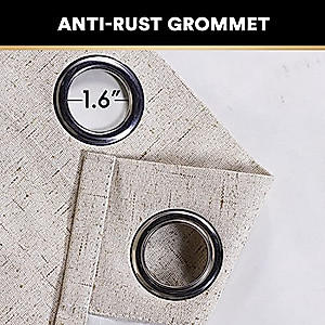 PrinceDeco Primitive Textured Linen 100% Blackout Curtains for Bedroom/Living Room Energy Saving Window Treatment Curtain Drapes, Burlap Fabric with White Thermal Insulated Liner (42 x 84in, Natural)