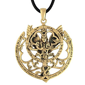 Dryad Design Bronze Inanna Ishtar Pendant Queen of Heaven Goddess Wiccan Pagan Jewelry - 1.75 Inches Diameter