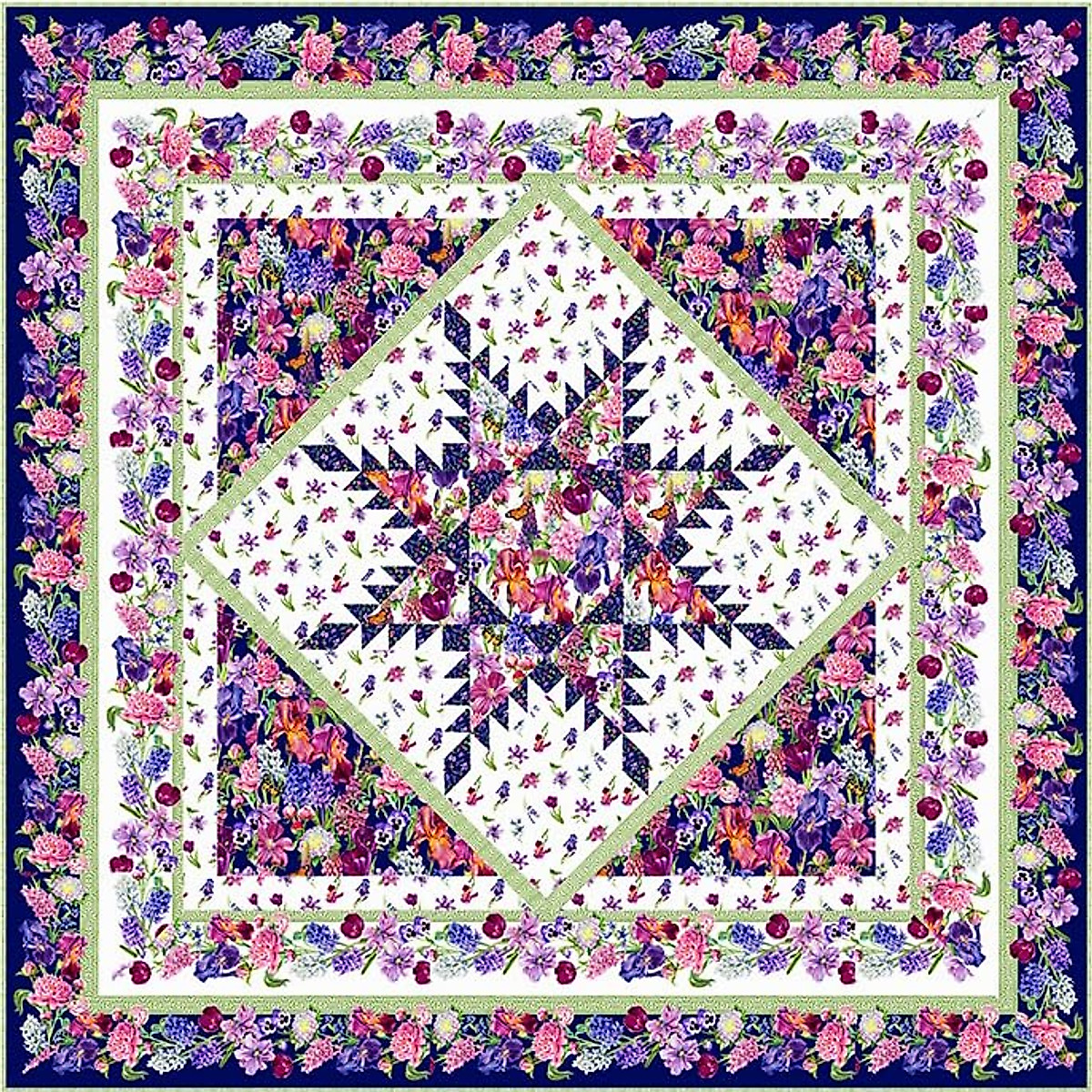 Northcott Deborahs Garden Butterfly White/Multi, Fabric by The Yard