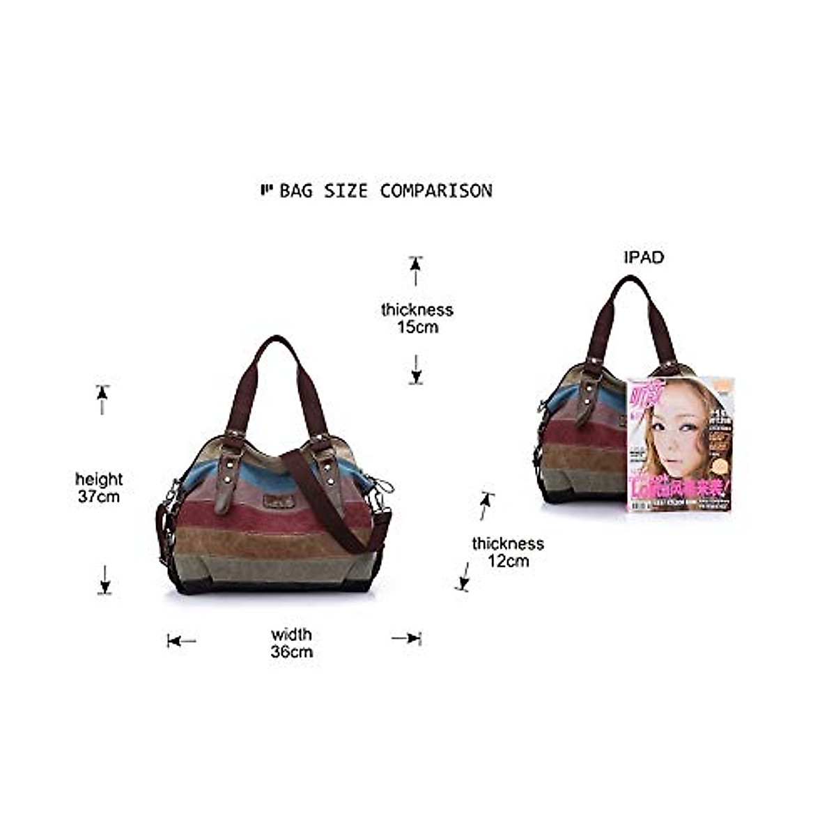 Canvas Shoulder Bags for Womens Multi-Color Purse Casual Messenger Bags Shopping Tote Handbags