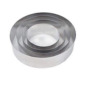 Set of 4 Round Mousse Cake Baking Rings Cutters Bottomless by EUROTINS
